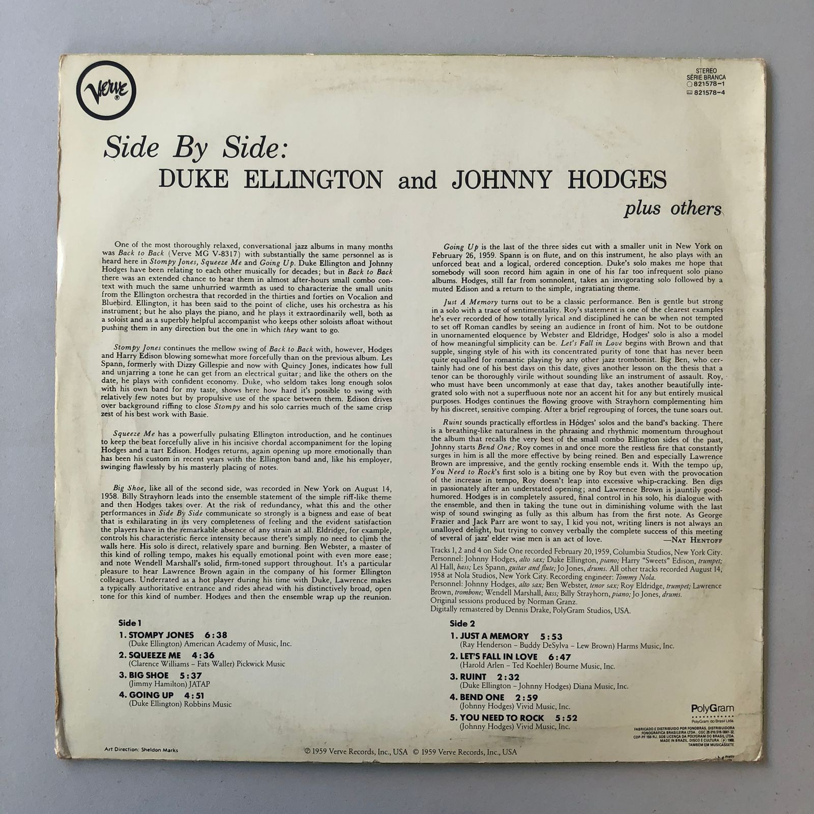 Duke Ellington and Johnny Hodges - Side By Side | LP Vinil | Boa Viagem ...