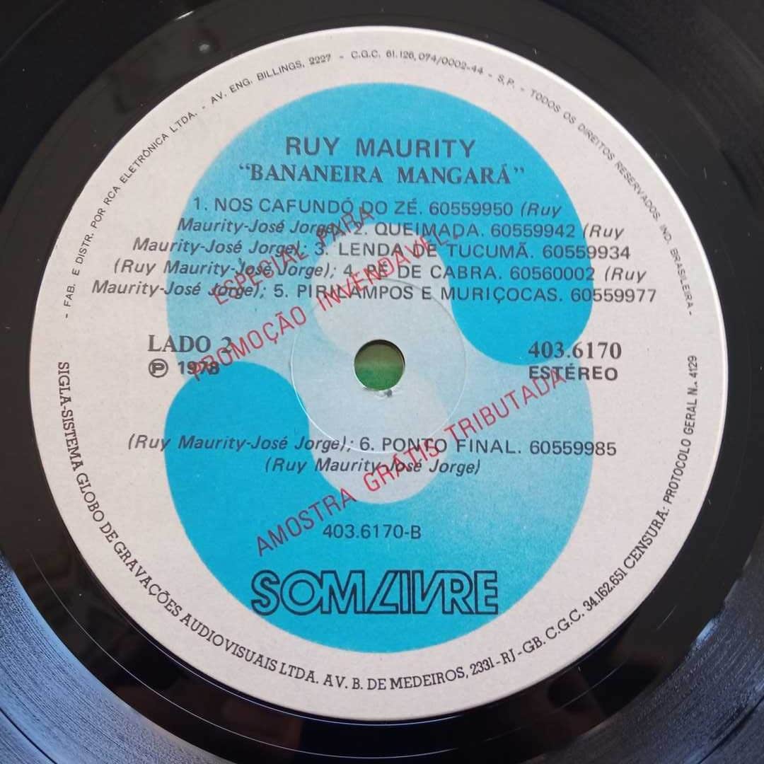 Ruy Maurity - Bananeira Mangará | LP Vinil | Boa Viagem Discos - Loja ...