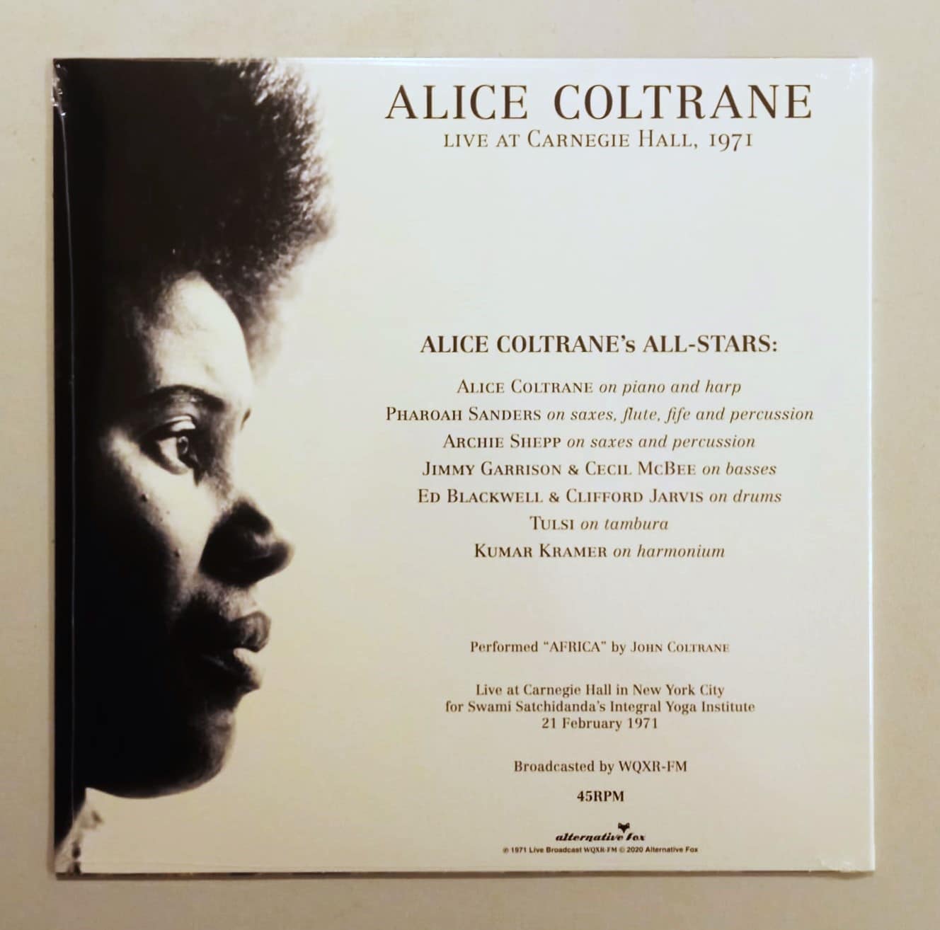 Alice Coltrane - Live at Carnegie Hall, 1971 | LP Vinil | Boa Viagem Discos