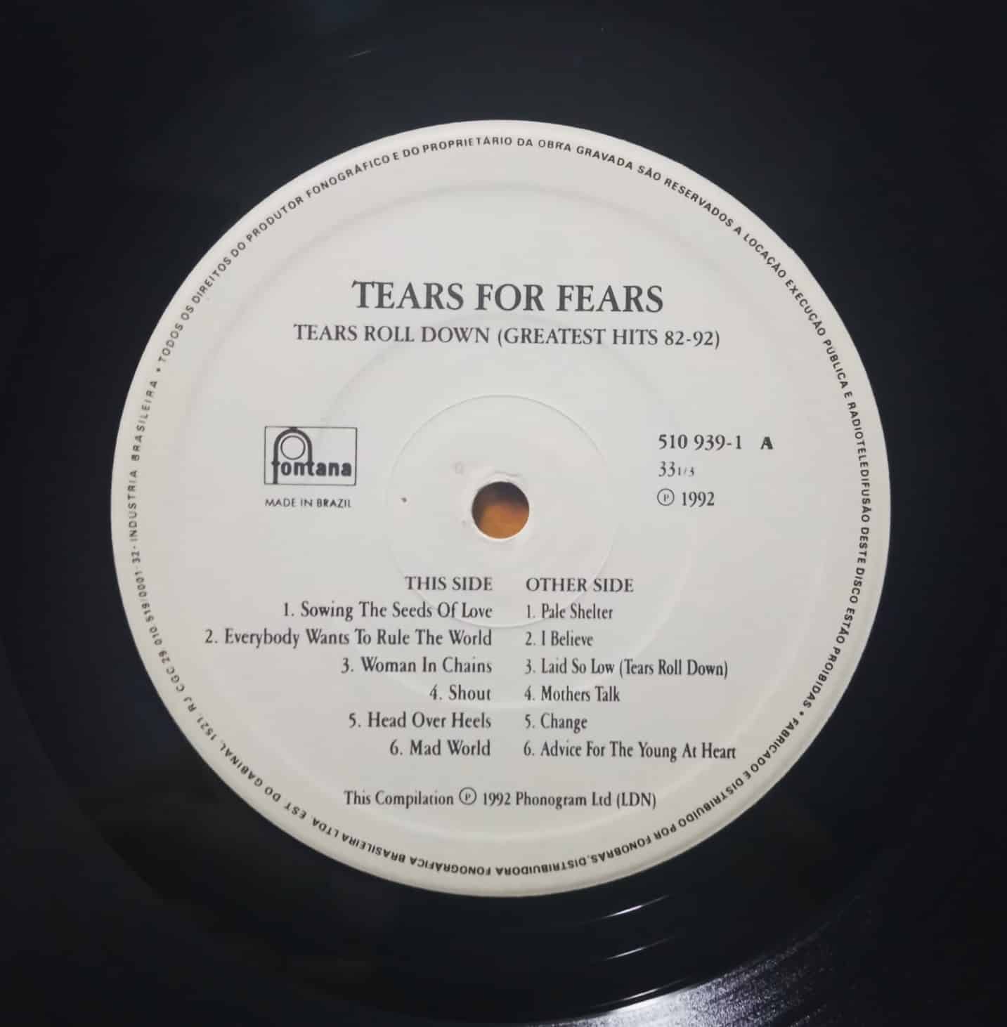 Tears For Fears - Tears Roll Down (Greatest Hits 82-92) - Boa Viagem Discos