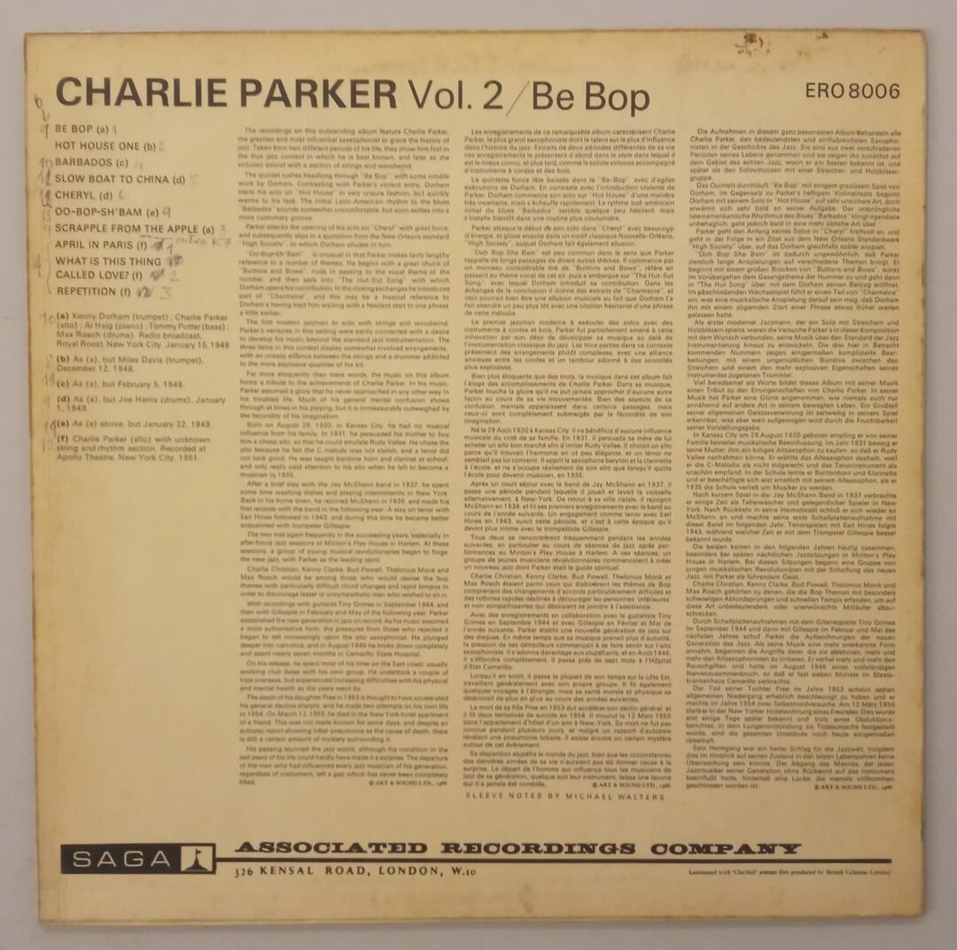 Charlie Parker - Vol. 2 : Be Bop | LP Vinil | Boa Viagem Discos