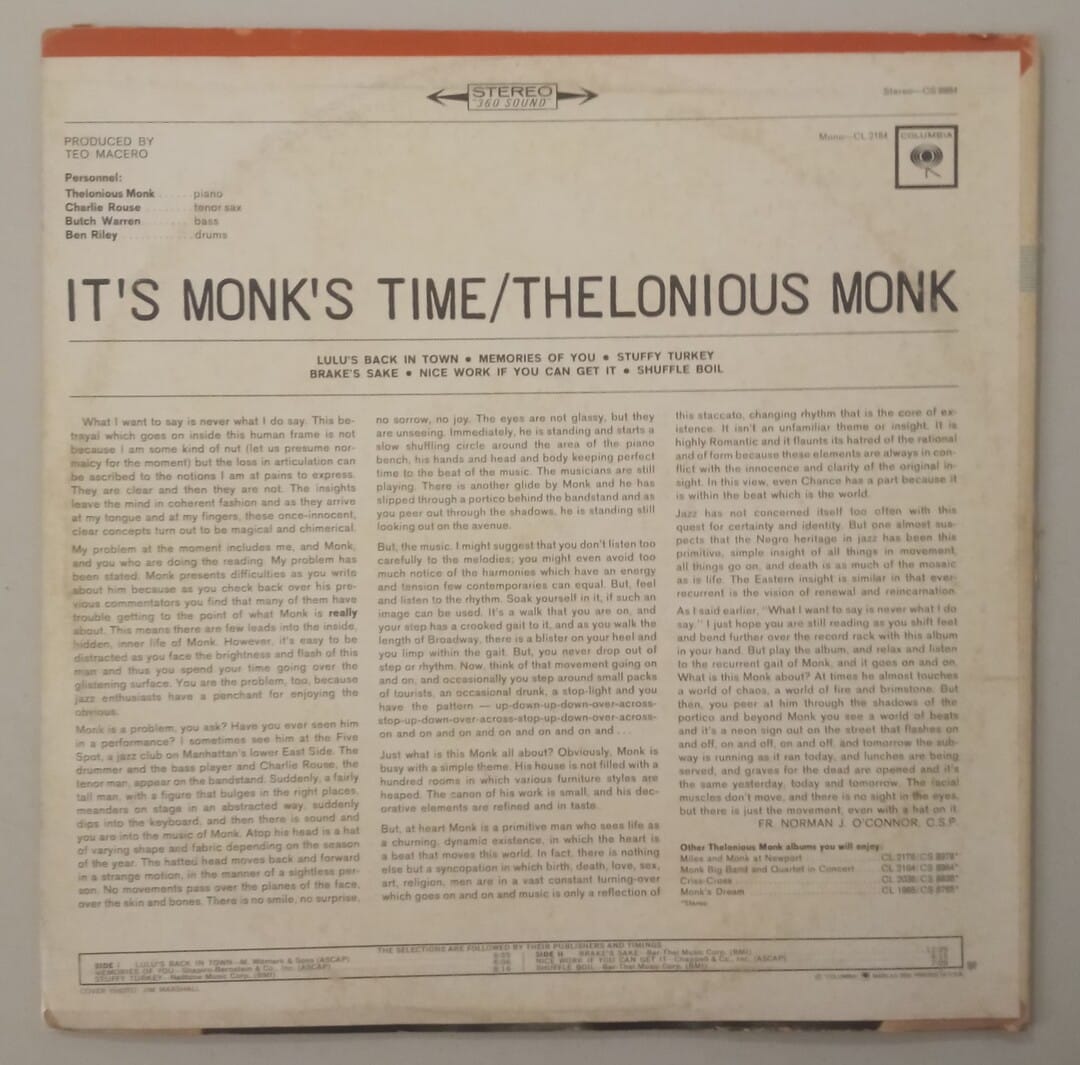 Thelonious Monk - It's Monk's Time | LP Vinil | Boa Viagem Discos