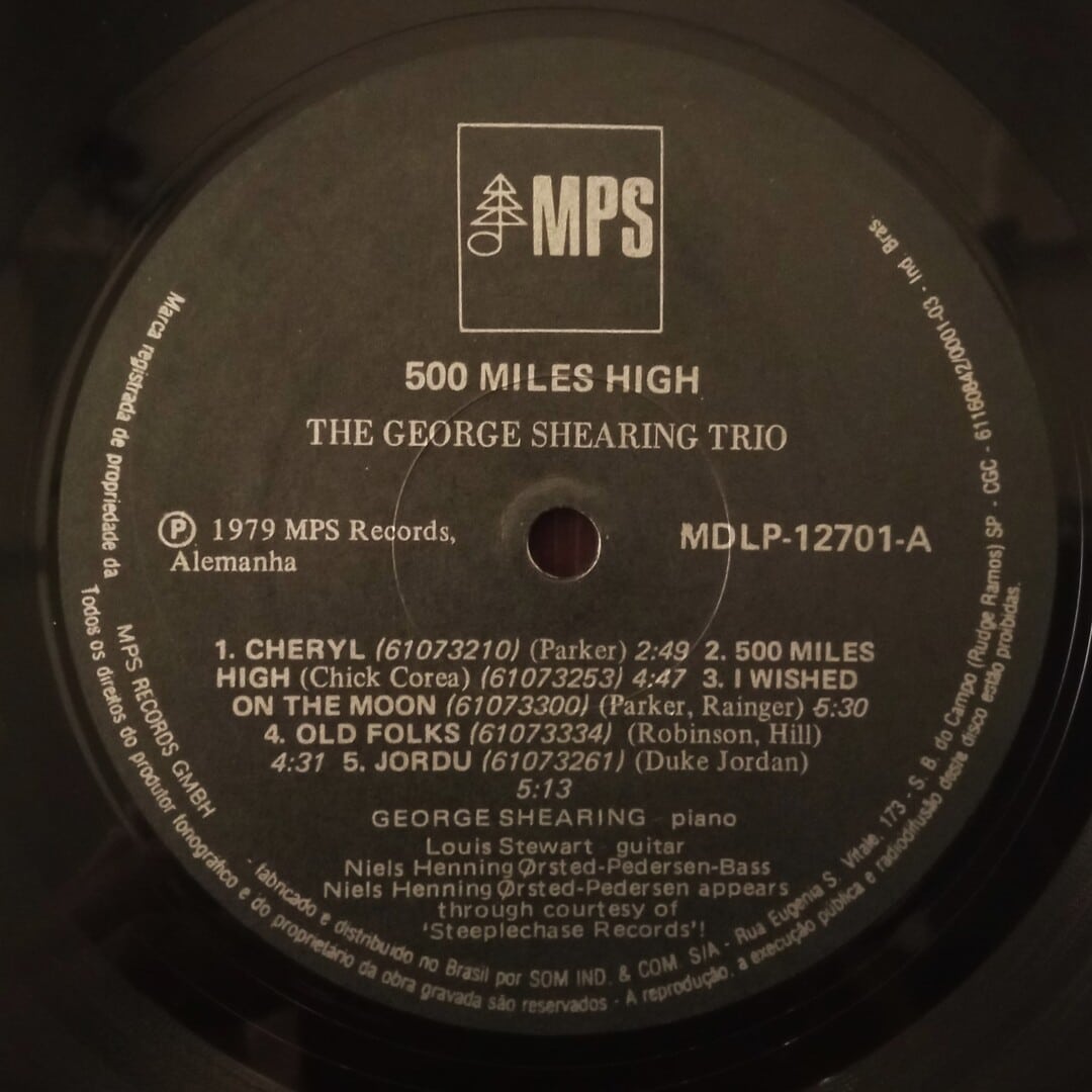 The George Shearing Trio – 500 Miles High - Boa Viagem Discos