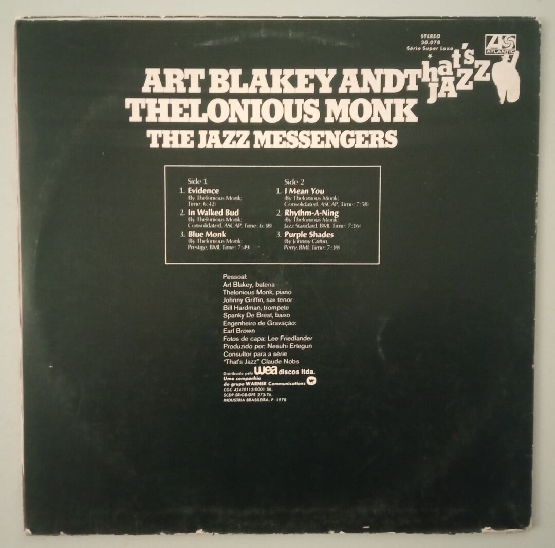 Art Blakey & The Jazz Messengers – Art Blakey & The Jazz Messengers With Thelonious Monk (1978 ...
