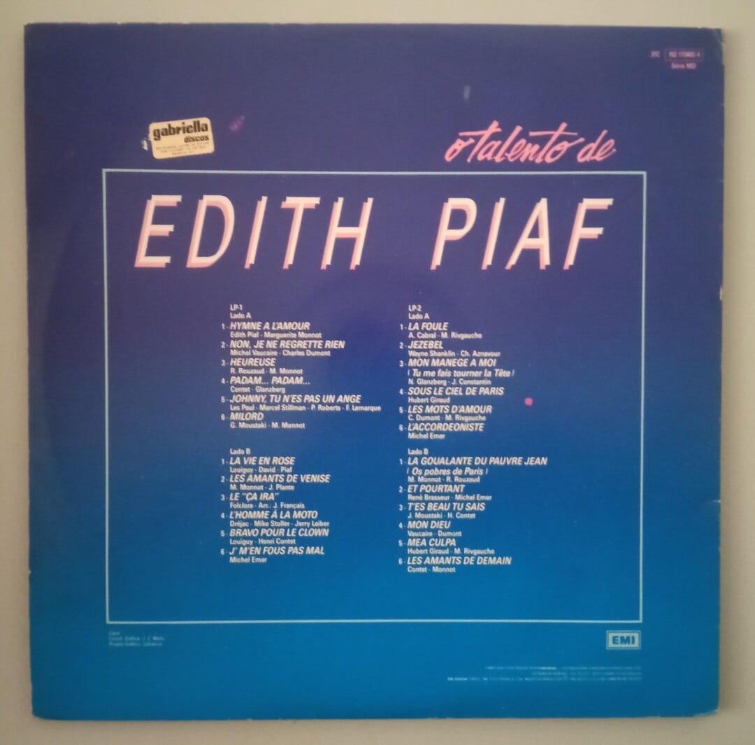Edith Piaf - O Talento De Edith Piaf - Boa Viagem Discos