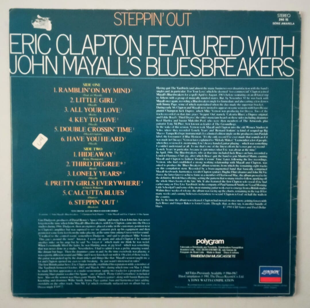 Eric Clapton - Steppin'n Out Eric Clapton Featured with John Mayall's ...