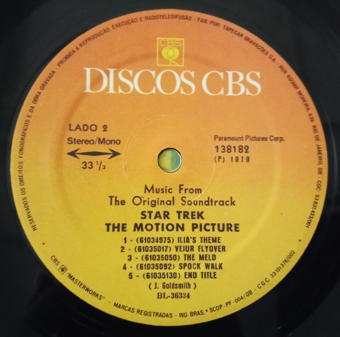 Jerry Goldsmith - Star Trek The Motion Picture | LP Vinil | Boa Viagem ...