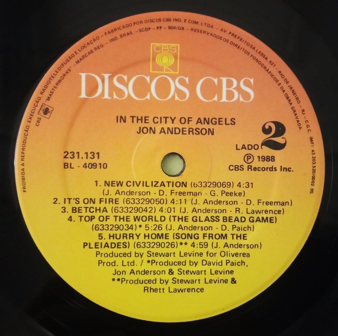 Jon Anderson - In The City Of Angels - Boa Viagem Discos