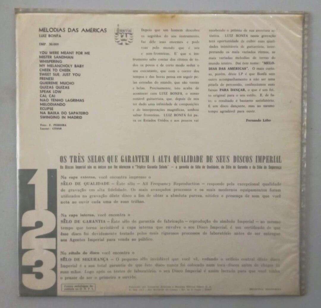 Luiz Bonfá - Luiz Bonfá Toca Melodias Das Américas | LP Vinil | Boa ...