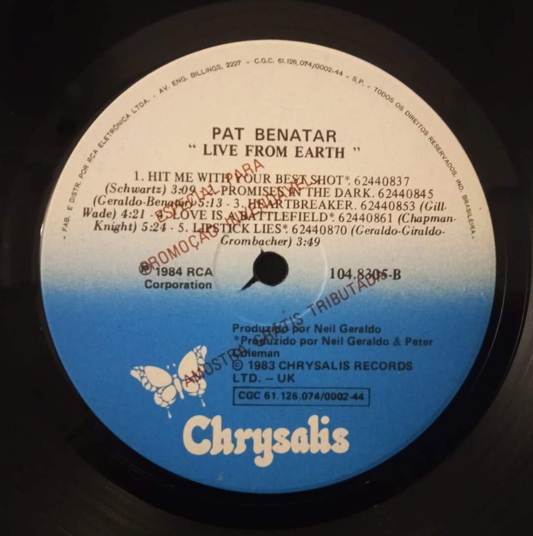 Pat Benatar - Live From Earth | LP Vinil | Boa Viagem Discos - Loja ...