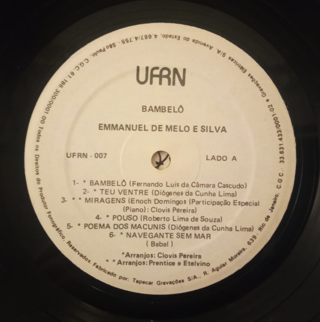 Emmanuel De Melo E Silva - Bambelô | LP Vinil | Boa Viagem Discos ...
